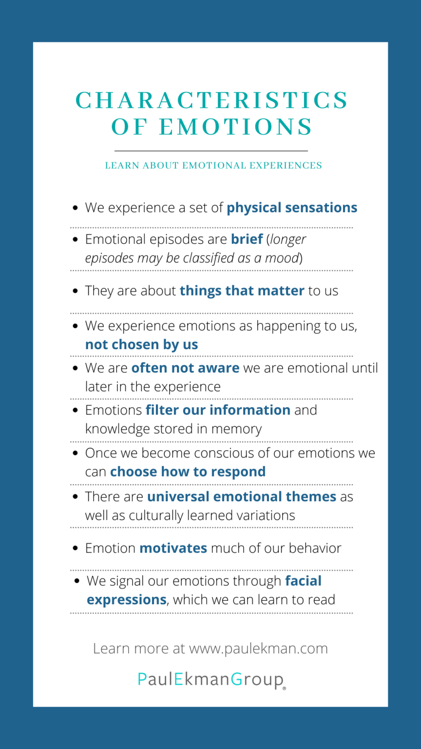 Characteristics of Emotions | Emotional Experiences